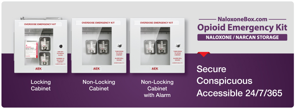Nalaxone Narcan Storage For School Hallways, Cafeterias and School Nurse